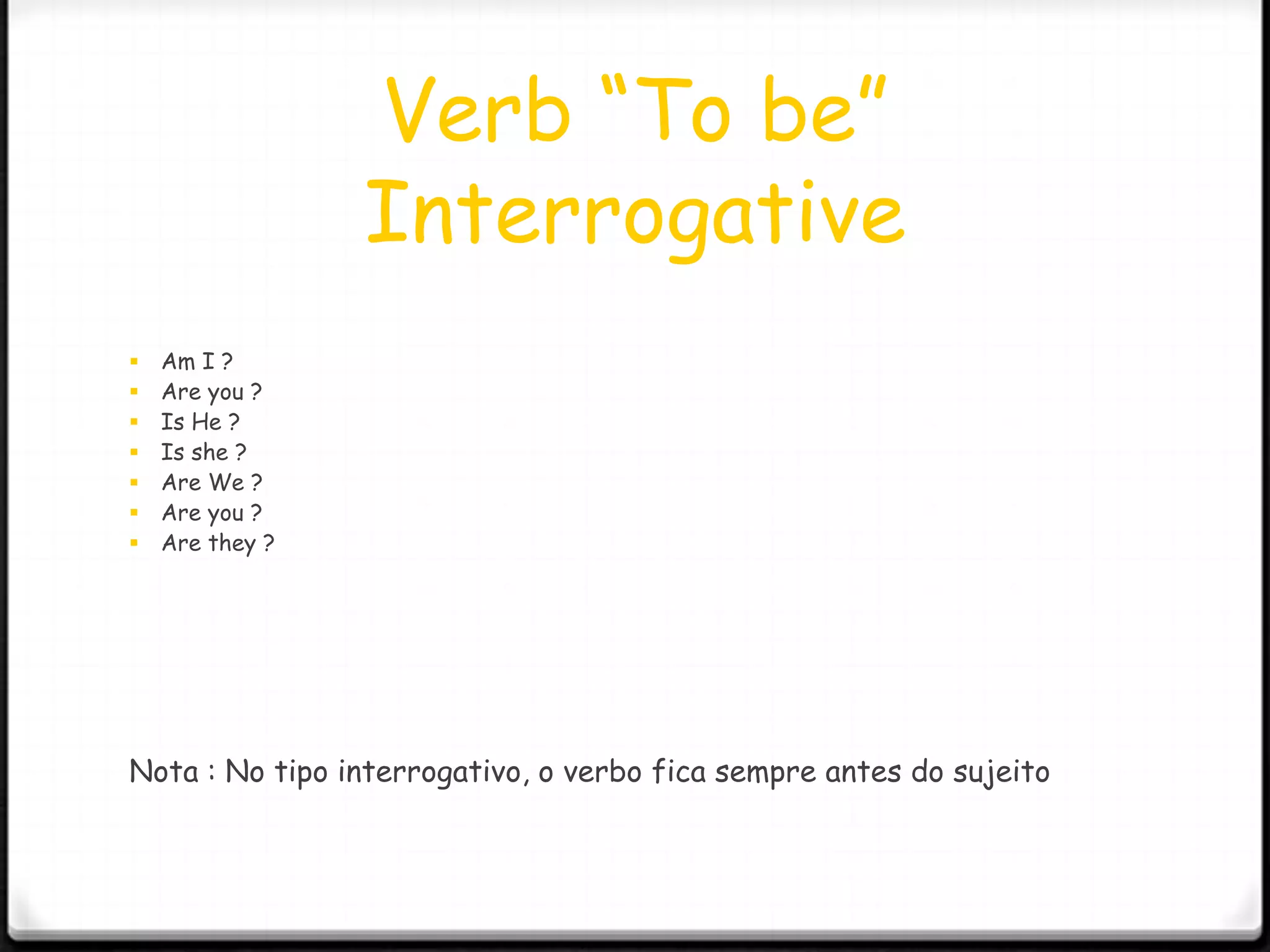 Inglês verbo to be | PPT
