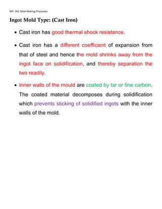 Steel Making: Ingot casting | DOC