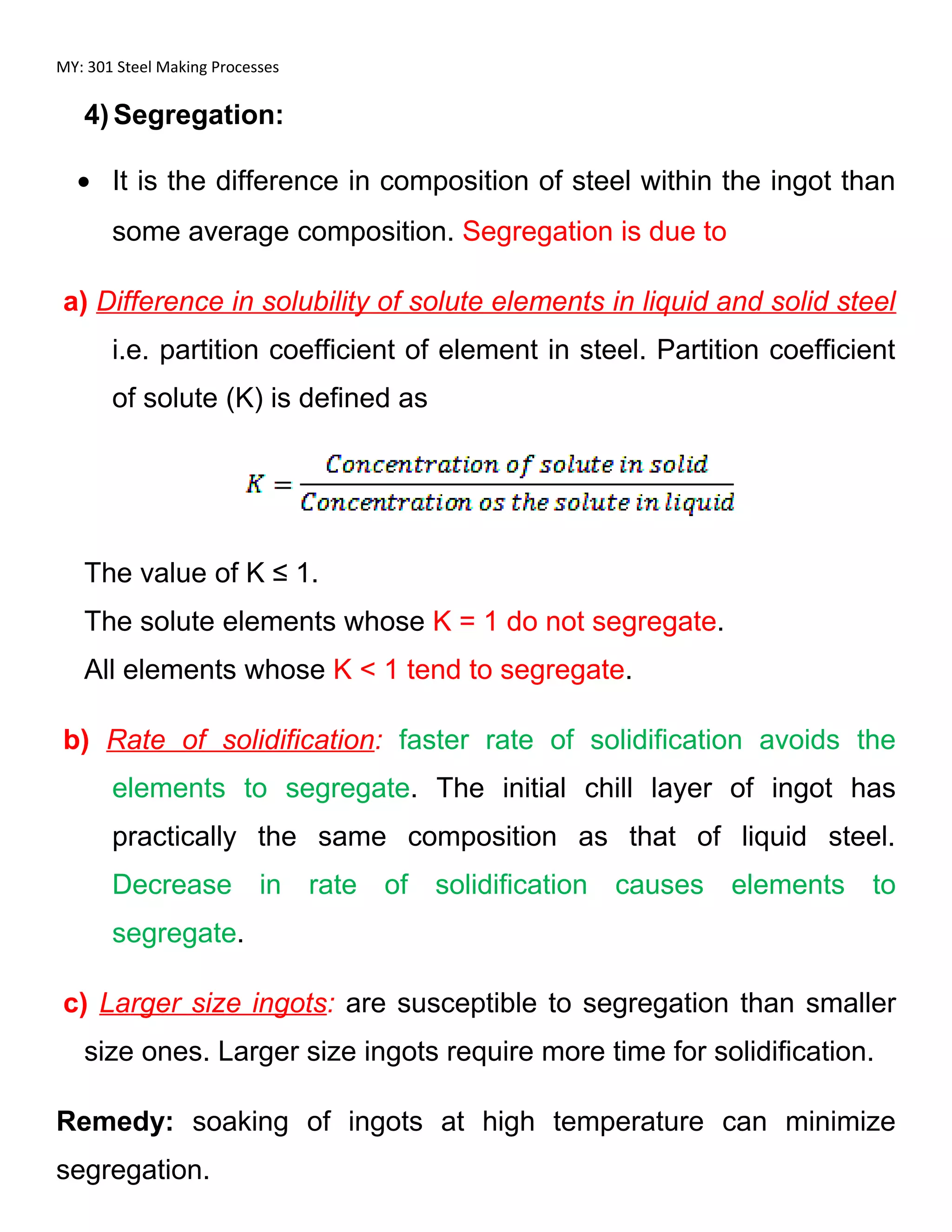 Steel Making: Ingot casting defects | DOC