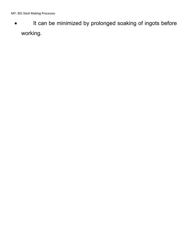 Steel Making: Ingot casting defects | DOC | Chemistry | Science