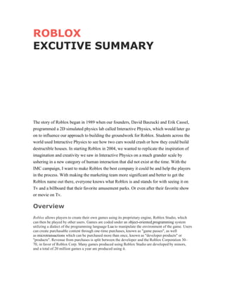 Ingram roblox marketing plan | PDF