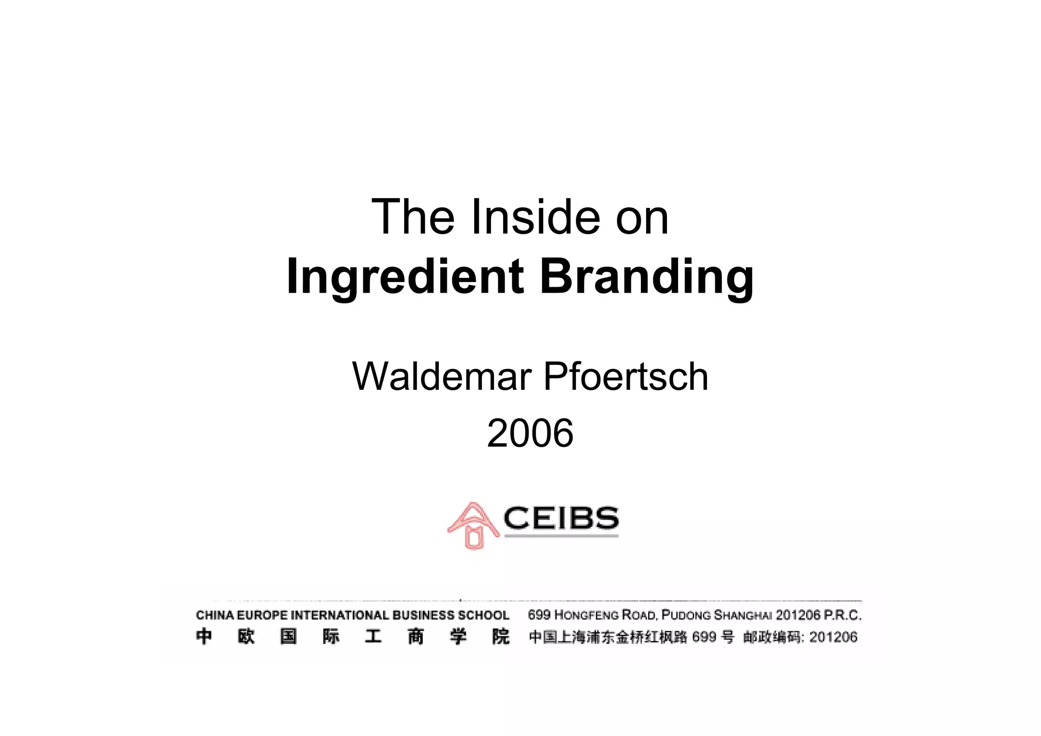 Ingredient Branding | PPT