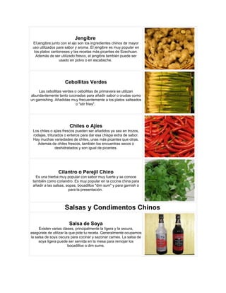 Ingredientes y condimentos chinos | DOC