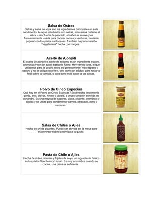 Ingredientes y condimentos chinos | DOC