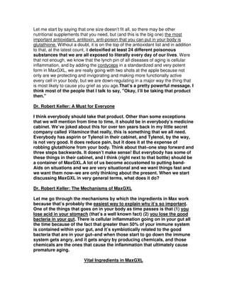 Ingredient of Max GXL- Glutathione Accelerator, Interview of Dr. Keller ...