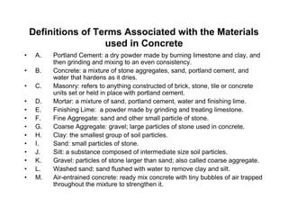 Ingredients and mixing concrete | PPTX | Chemistry | Science