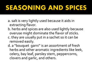 Ingredients in preparing stocks | PPTX