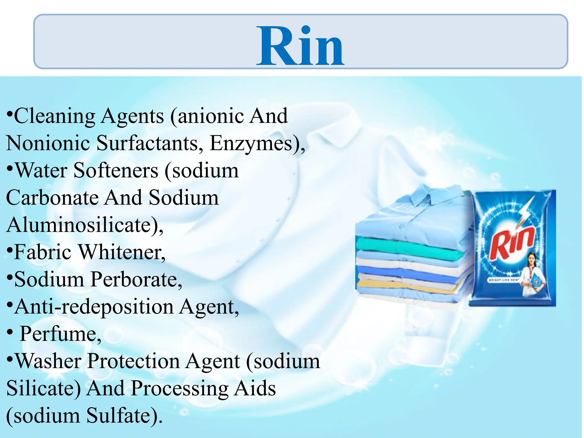 Ingredients in various brands of Detergent Pharmaceutical Microbiology.pptx