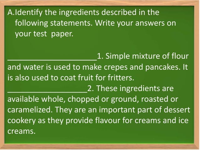 Ingredients needed in preparing desserts and sweet sauces | PPTX ...
