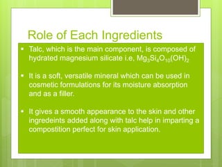 TALCUM POWDER - INGREDIENTS | PPTX