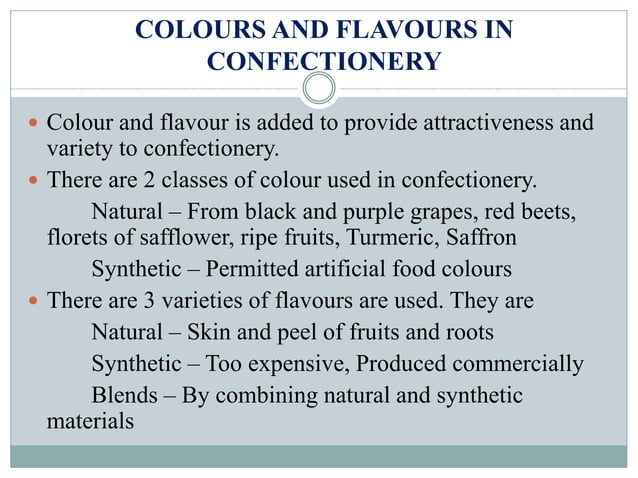 INGREDIENTS USED IN CONFECTIONERY.pptx | Desserts and Baking | Food & Drink