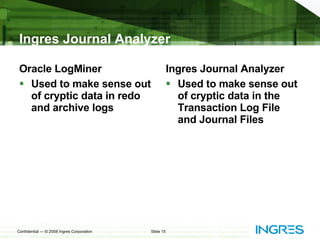 Ingres For Oracle Users | PPT