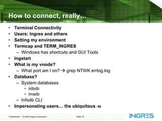 Ingres For Oracle Users | PPT