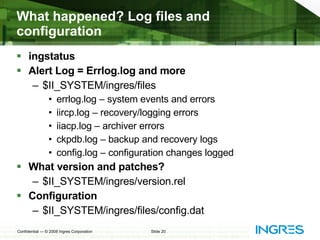Ingres For Oracle Users | PPT