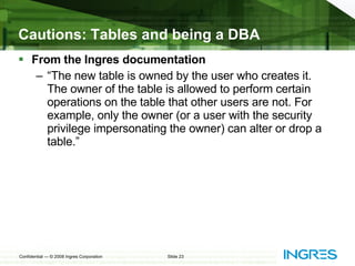 Ingres For Oracle Users | PPT