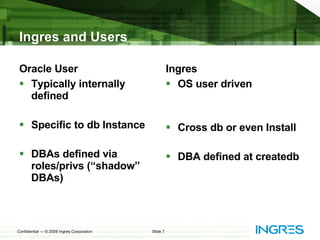 Ingres For Oracle Users | PPT