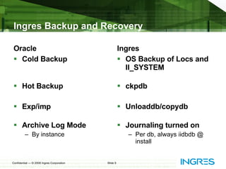 Ingres For Oracle Users | PPT