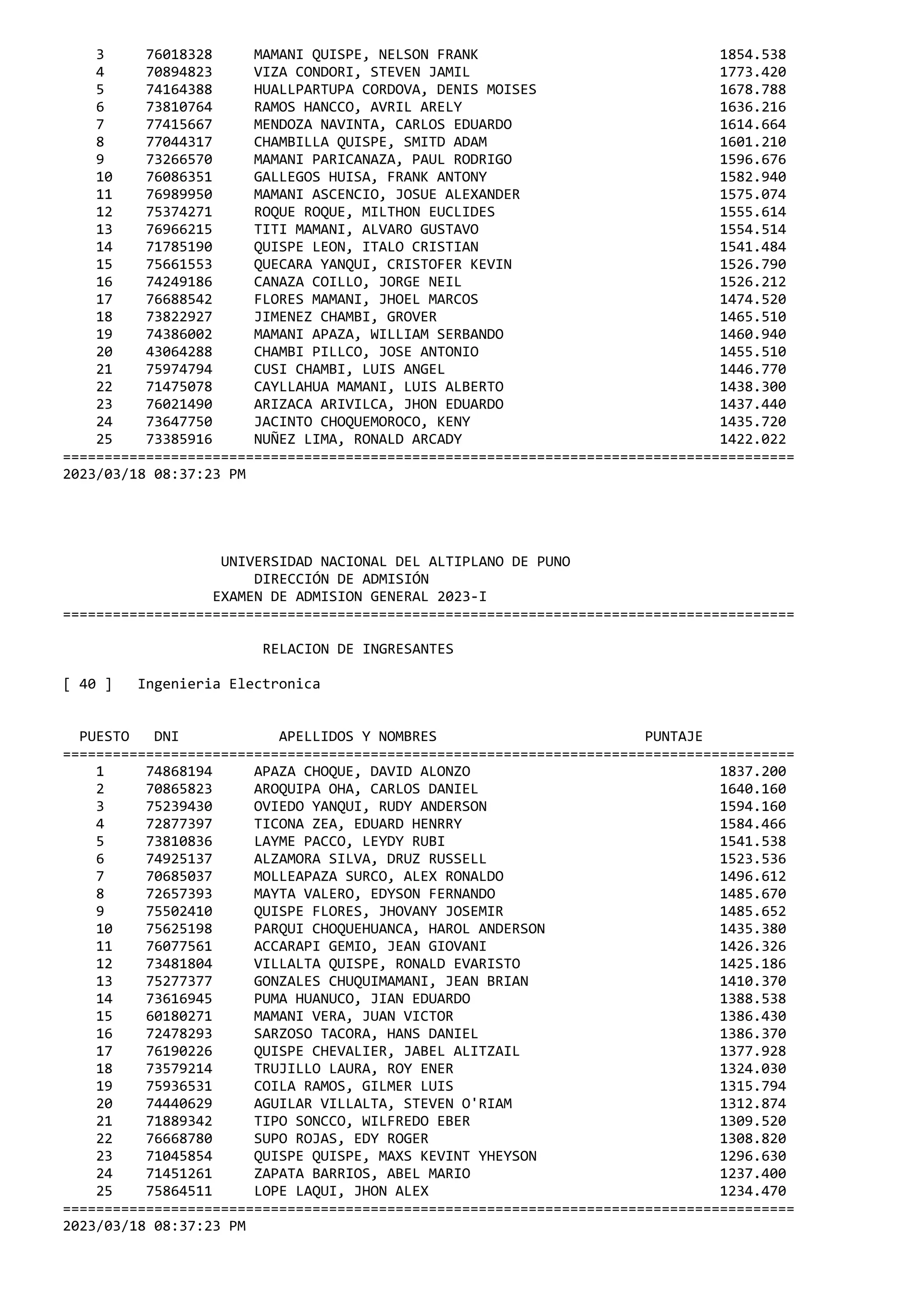 Ingresantes en el examen general unap 2023 I.pdf