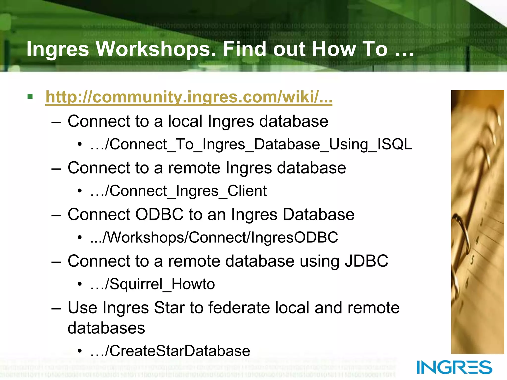 Ingres connectivity | PPTX