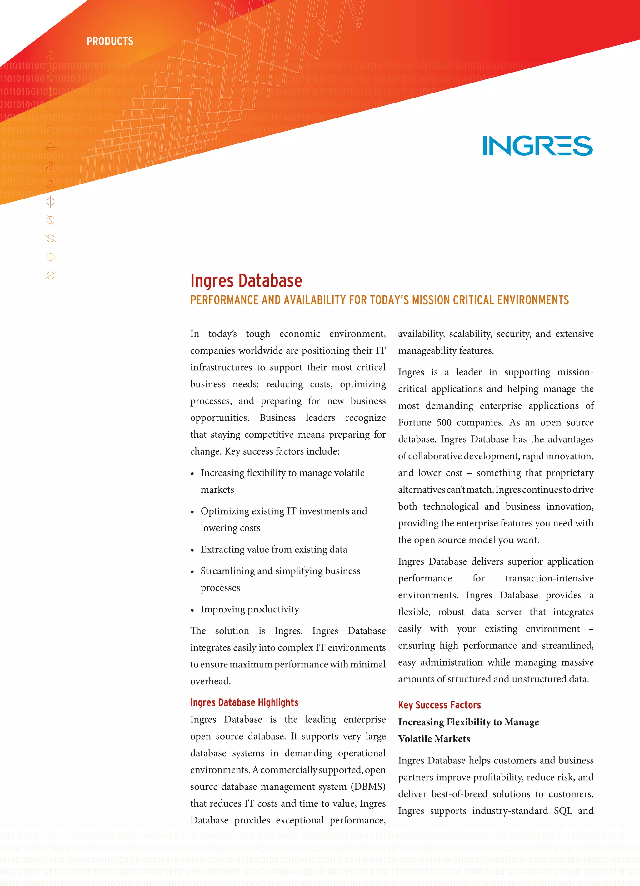 Actian/Ingres database | PDF