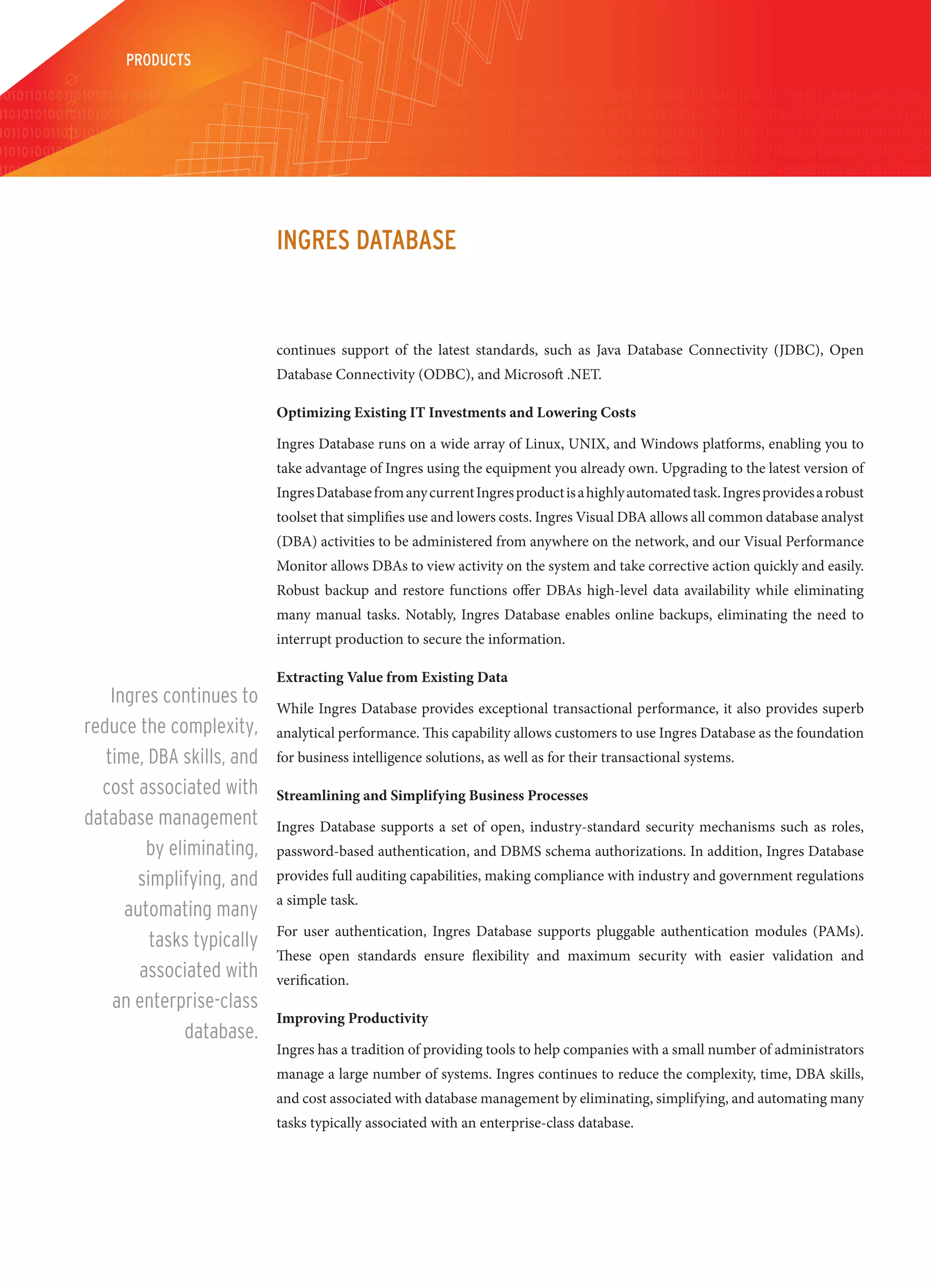 Actian/Ingres database | PDF