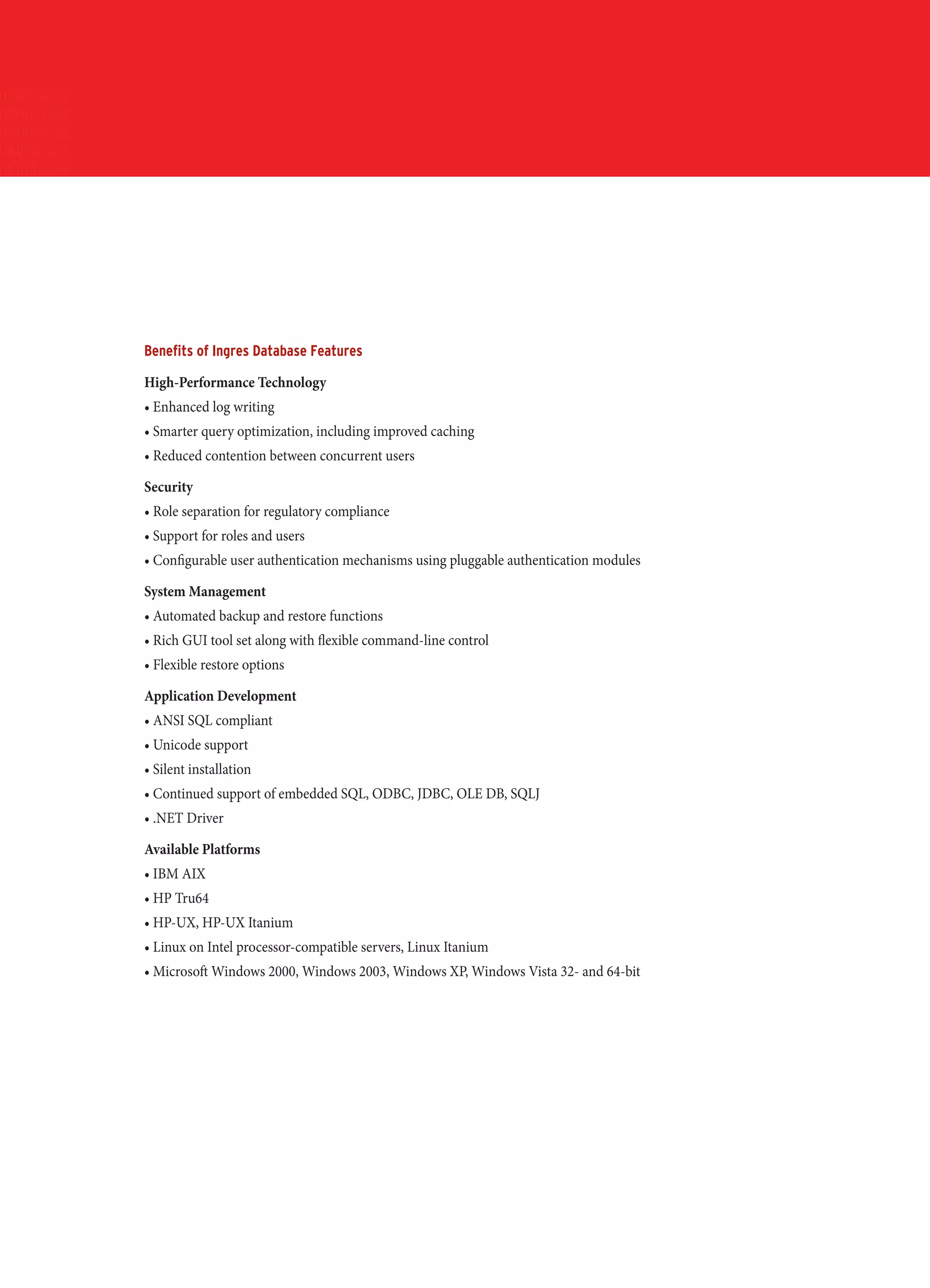 Actian/Ingres database | PDF