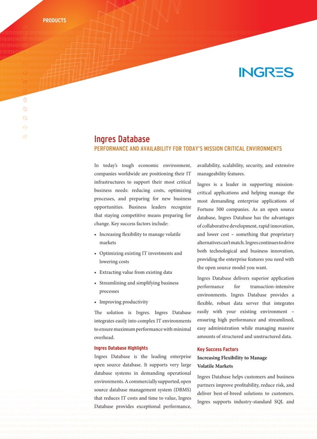 Actian/Ingres database | PDF