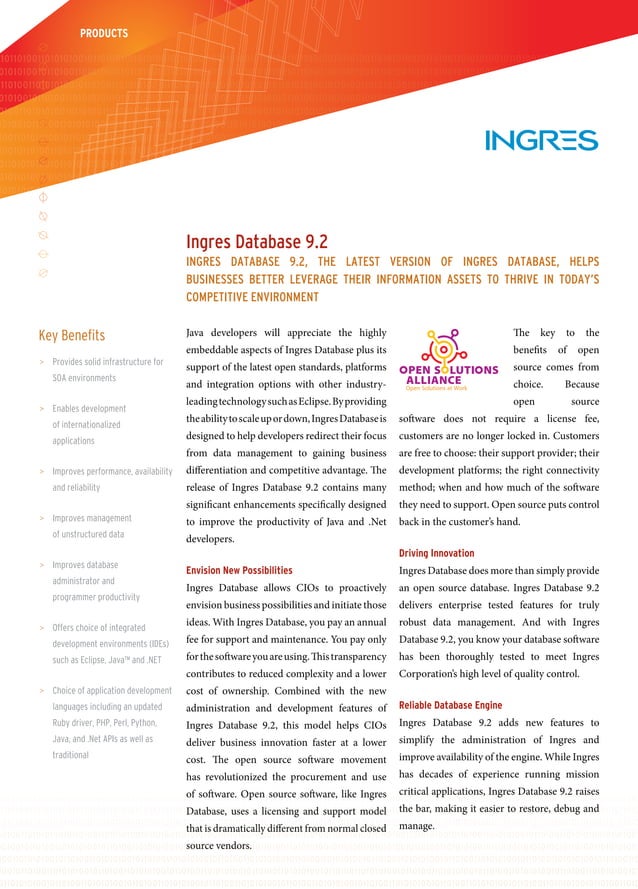 Ingres database 9.2 | PDF
