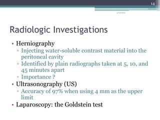 Inguinal hernias in pediatrics | PPTX