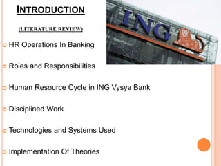HR Functions in Private Bank, ING Vysya | PPTX