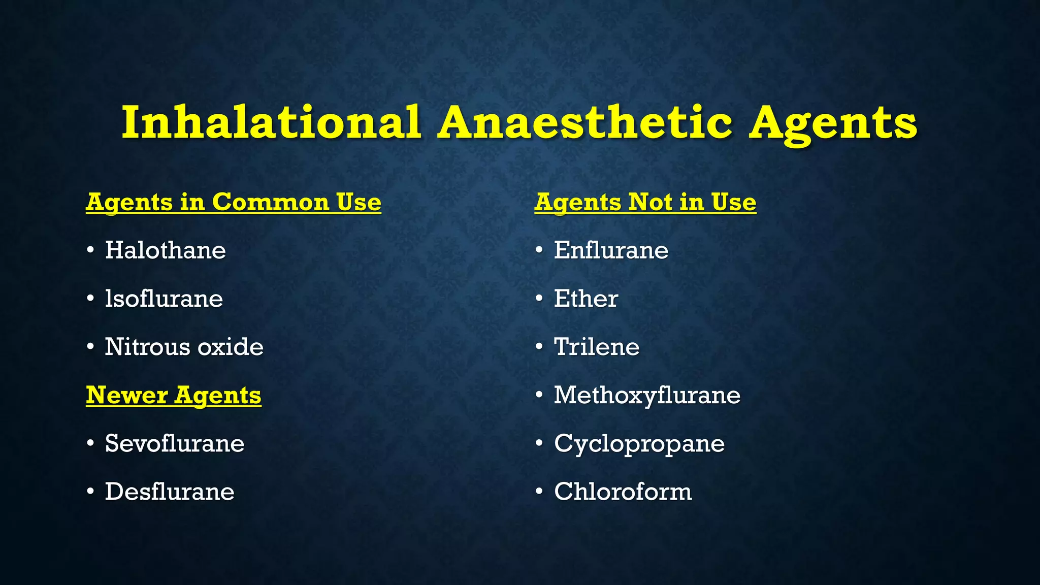 Inhalational Anaesthetic Agents | PDF