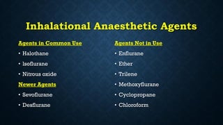 Inhalational Anaesthetic Agents | PDF