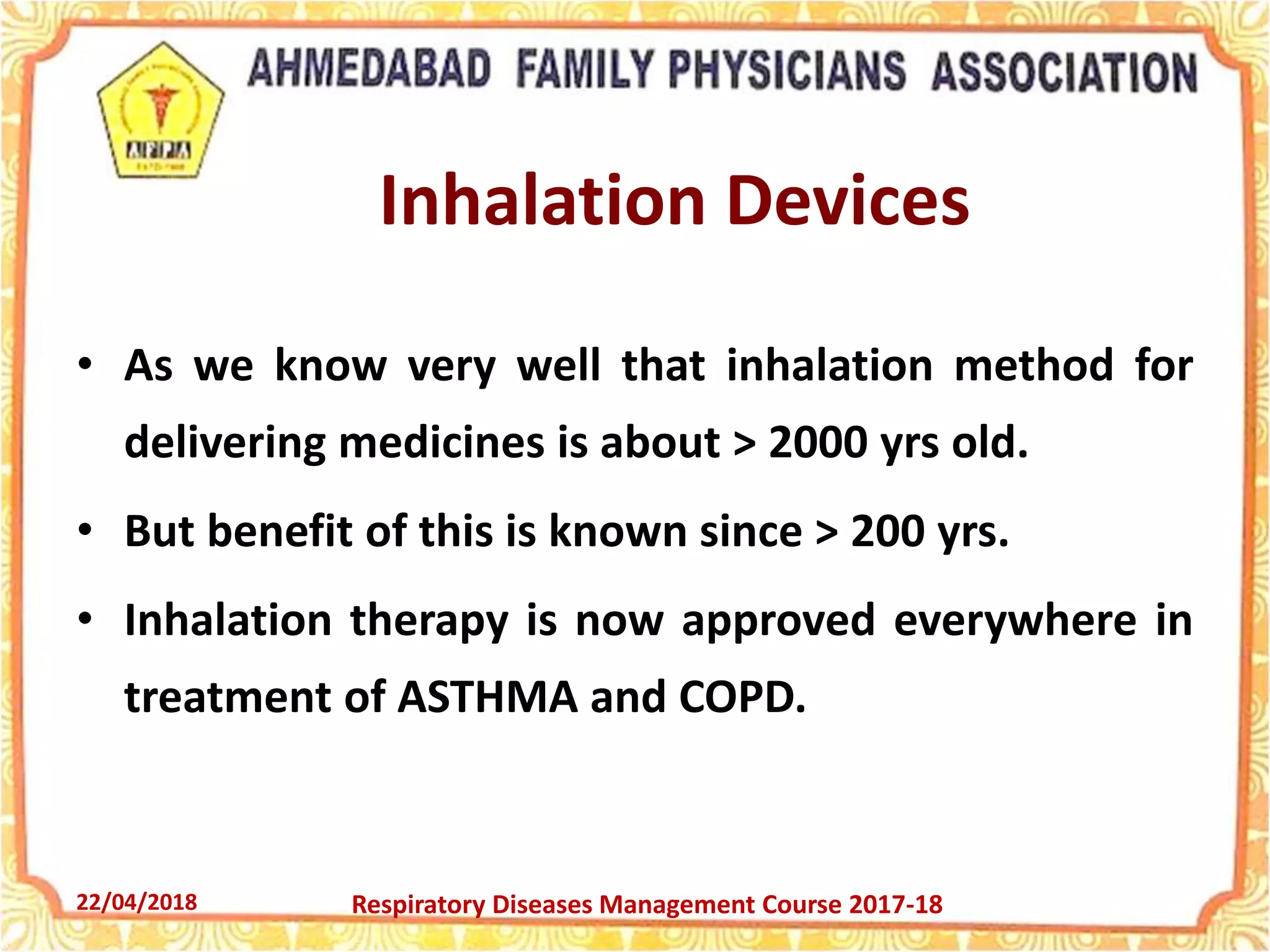 Inhalation devices afpa rdmc_06_dr. dhiren mehta_20180422 | PPTX | Lung ...