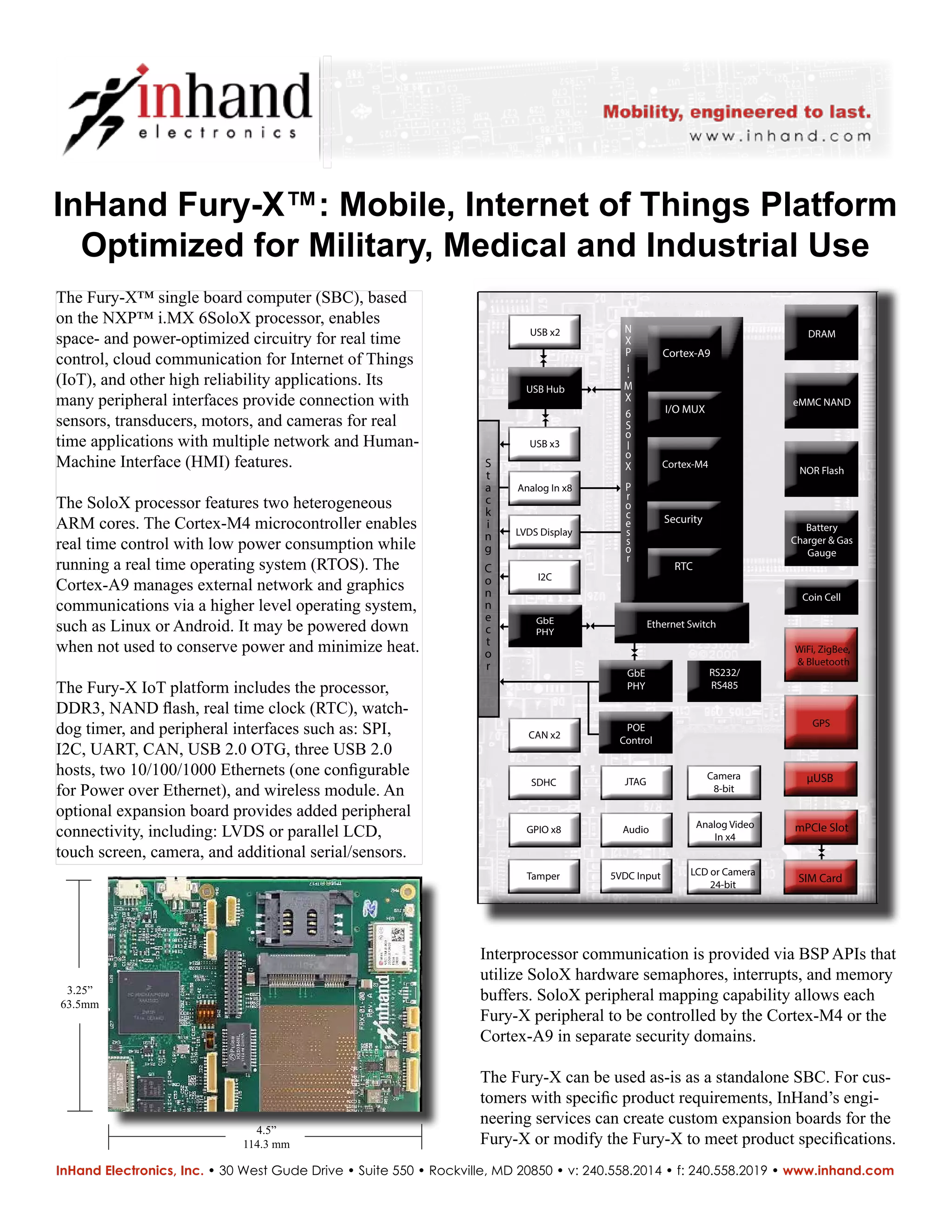InHand Fury-X™: Mobile, IOT Platform Optimized | PDF