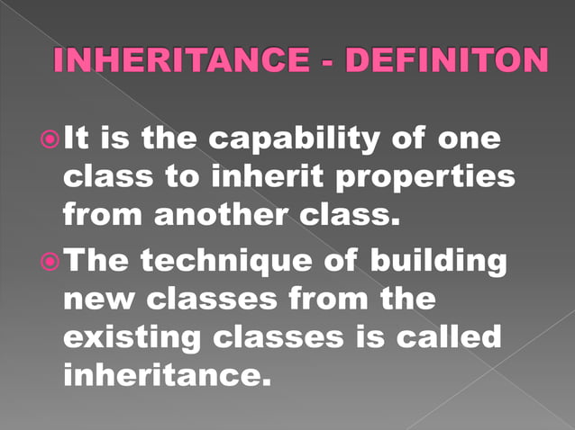 Inheritance | PPSX | Programming Languages | Computing