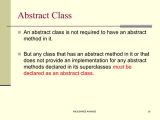 Dr. Rajeshree Khande : Java Inheritance | PPT