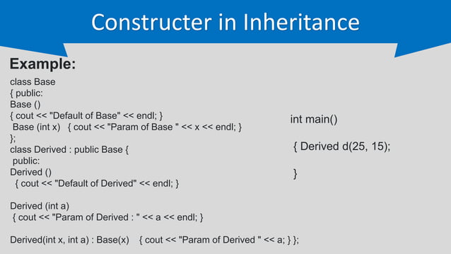 inheritance in C++ programming Language.pptx | Programming Languages | Computing