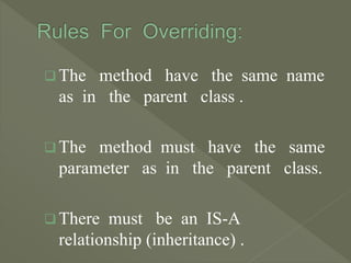 Inheritance and overriding | PPT