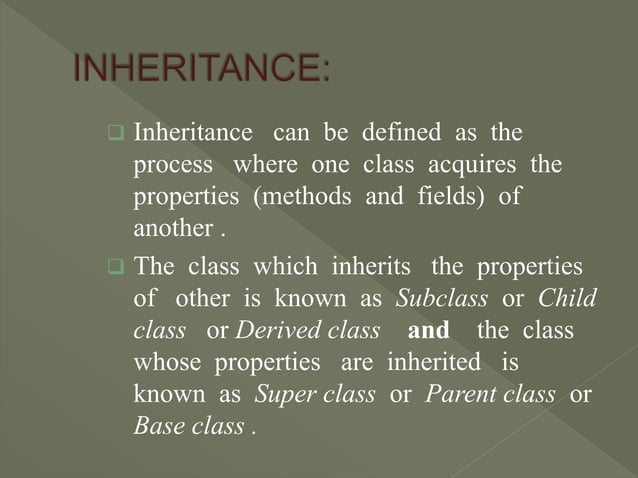 Inheritance and overriding | PPT