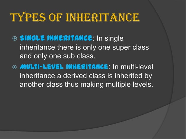 Inheritance in oops | PPTX | Programming Languages | Computing
