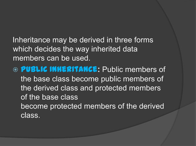 Inheritance in oops | PPTX | Programming Languages | Computing