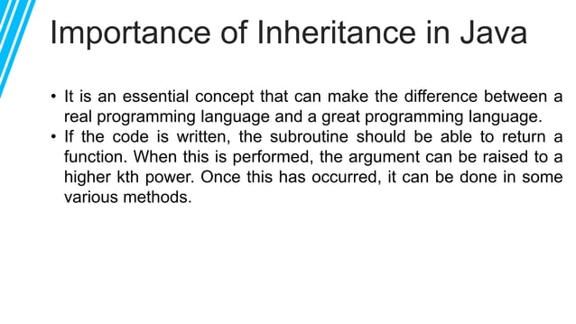 Inheritance in OOPs with java | PPTX | Programming Languages | Computing