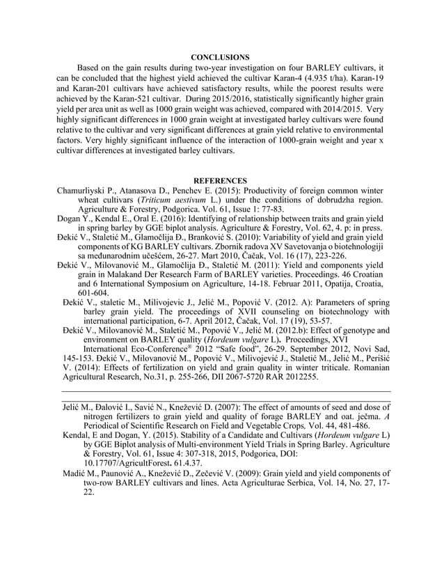 Inheritance of grain yield and grain yield components in barle | PDF ...
