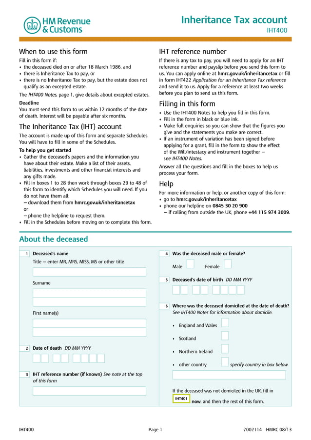 Inheritance tax account 0 iht400 by Keyconsulting UK | PDF