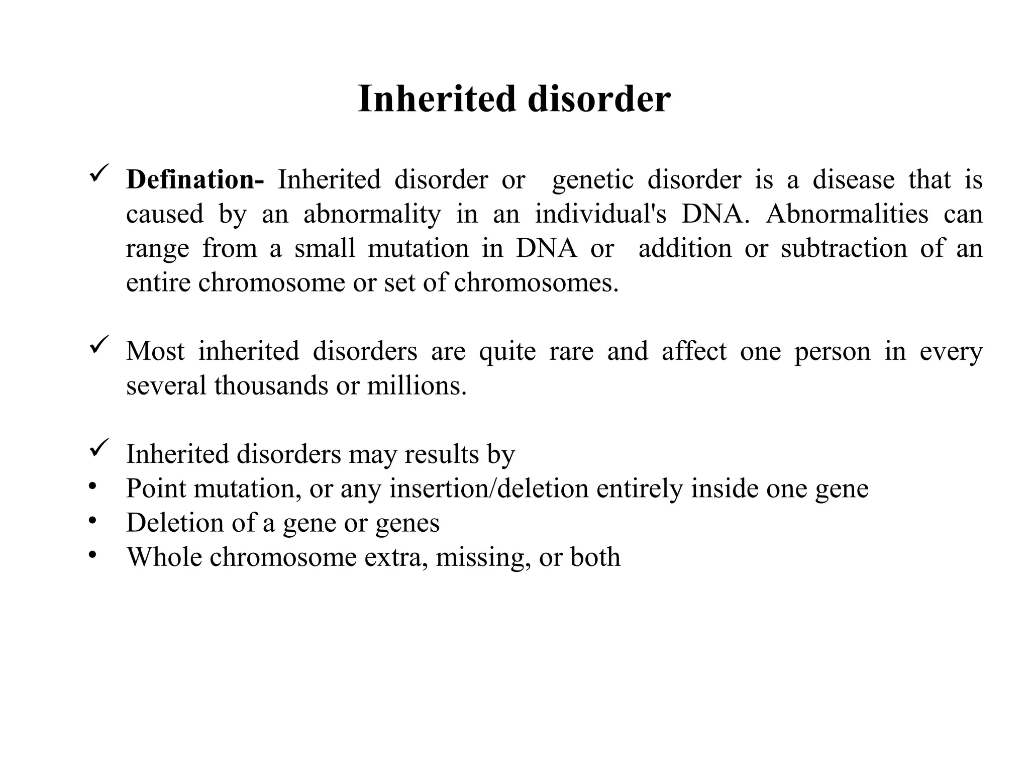 Inherited disorders | PPT