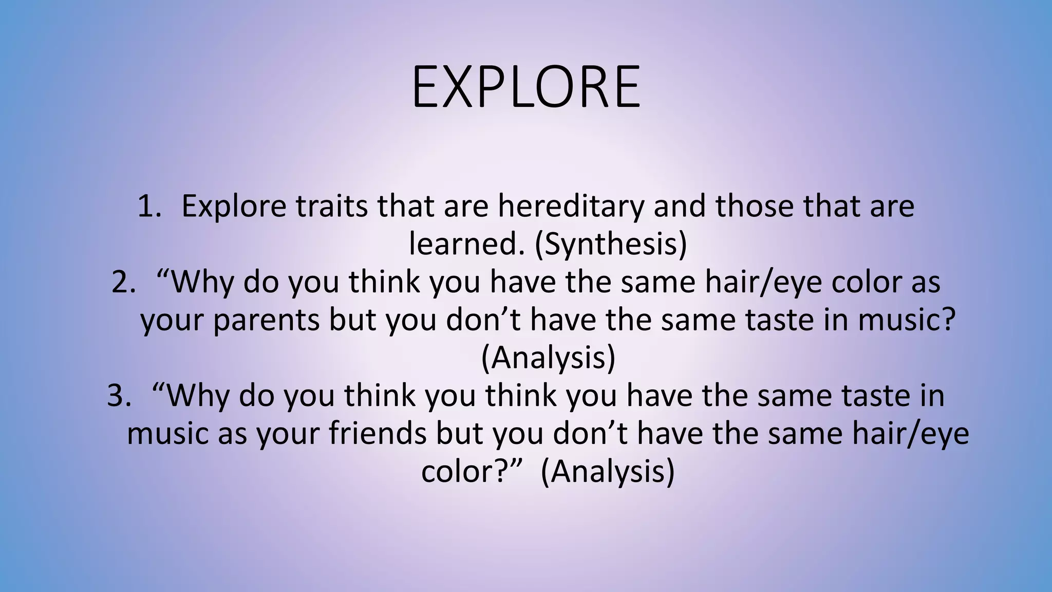 Inherited Traits/Learned Behaviors | PPT