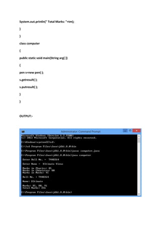 WAP to implement inheritance and overloading methods in java | PDF