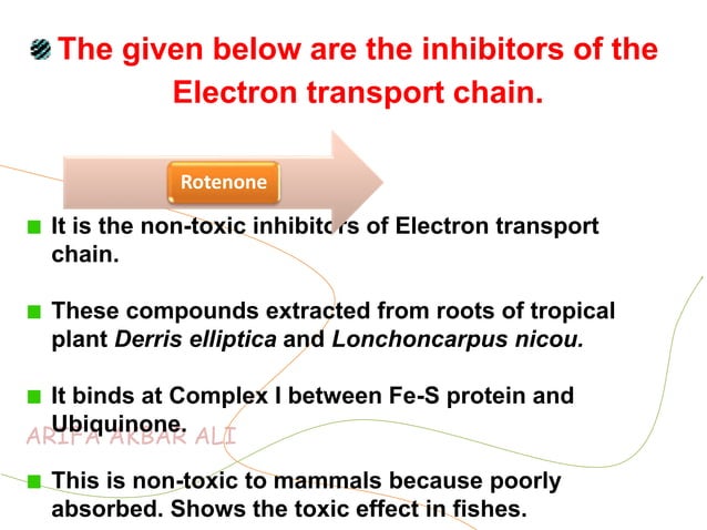 INHIBITORS AND UNCOUPLERS IN ELECTRONE TRANSPORT CHAIN | PPTX | Chemistry | Science