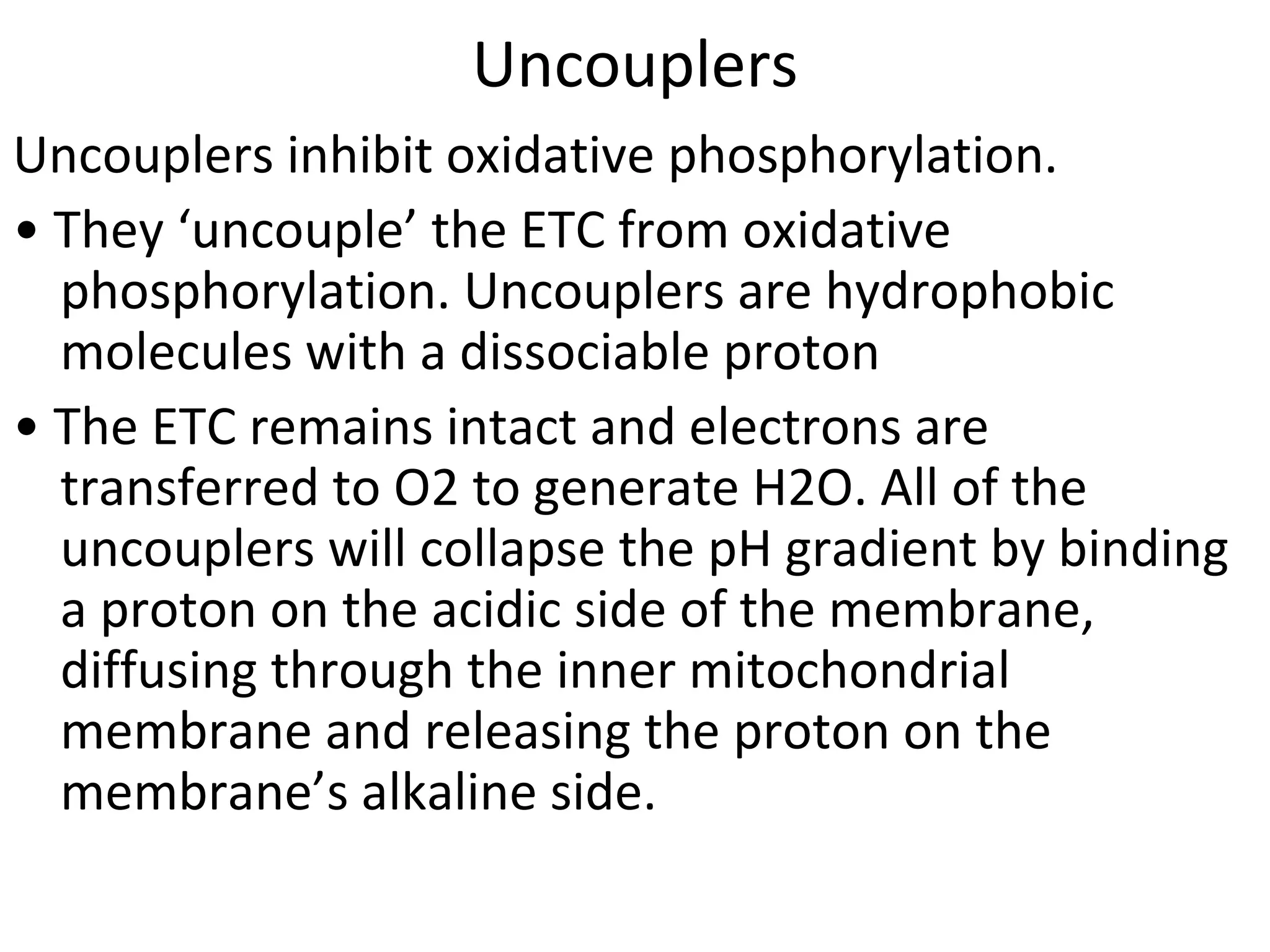 Inhibitors of oxidative phosphorylationppt | PPT | Chemistry | Science