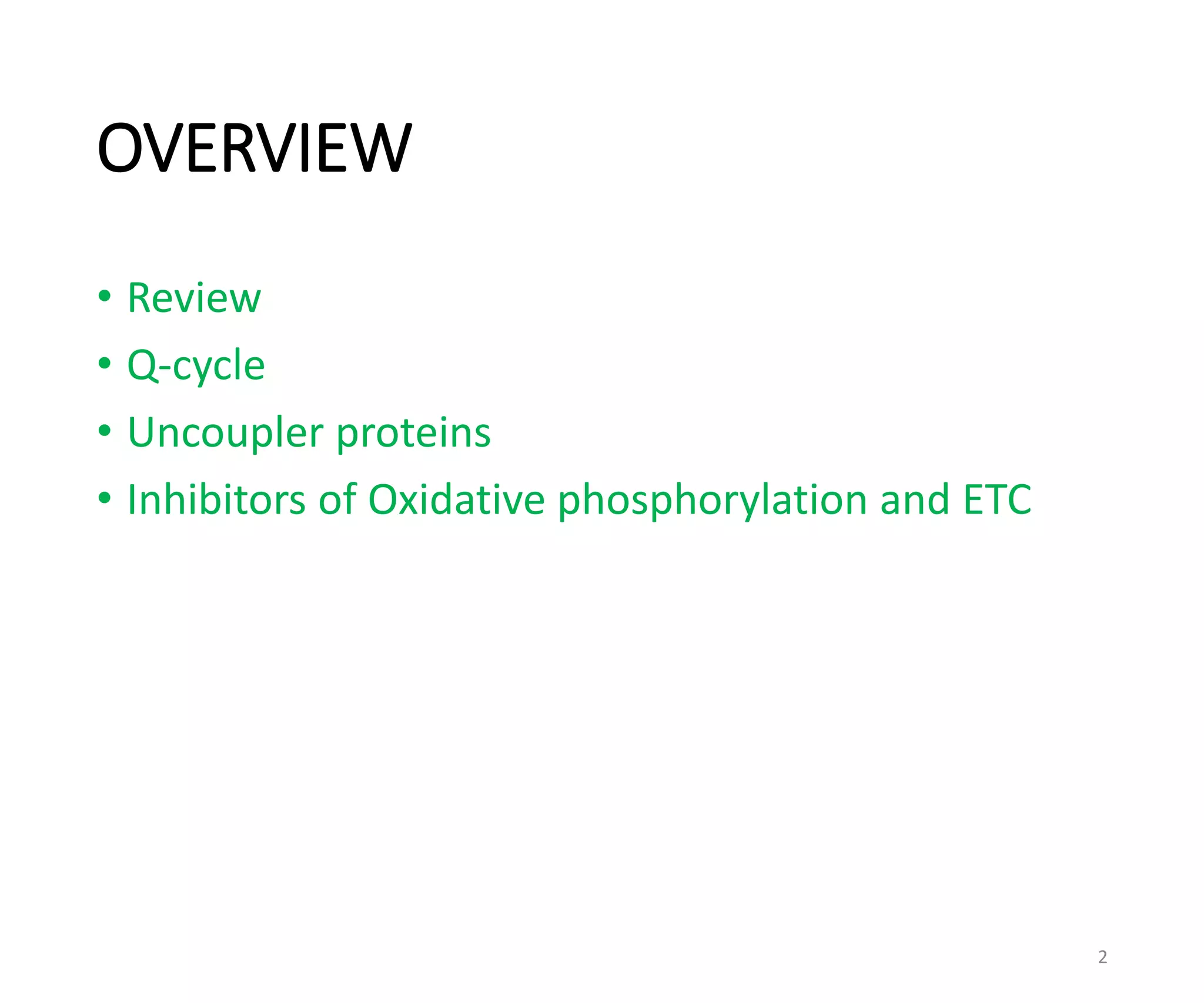 Inhibitors & uncouplers of oxidative phosphorylation & ETC | PPTX